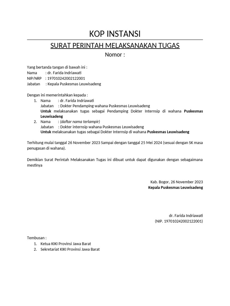 SPMT Peserta Dan Pendamping PIDI Angkatan 2023 - PKM Leuwisadeng | PDF
