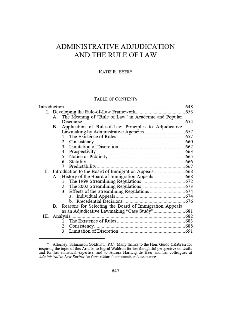 Administrative Adjudication and the Rule of Law | PDF | Rule Of Law ...