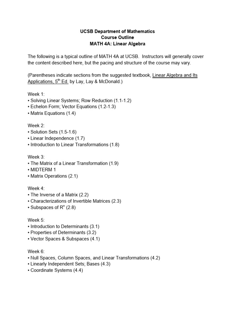 MATH 4A Outline | PDF