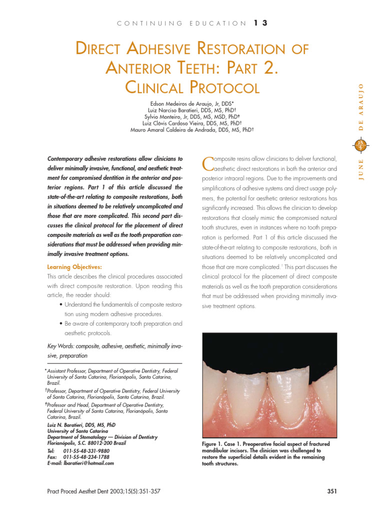 DIRECT+ADHESIVE+RESTORATION+OF+ANTERIOR+TEETH-+PART+2.+CLINICAL ...