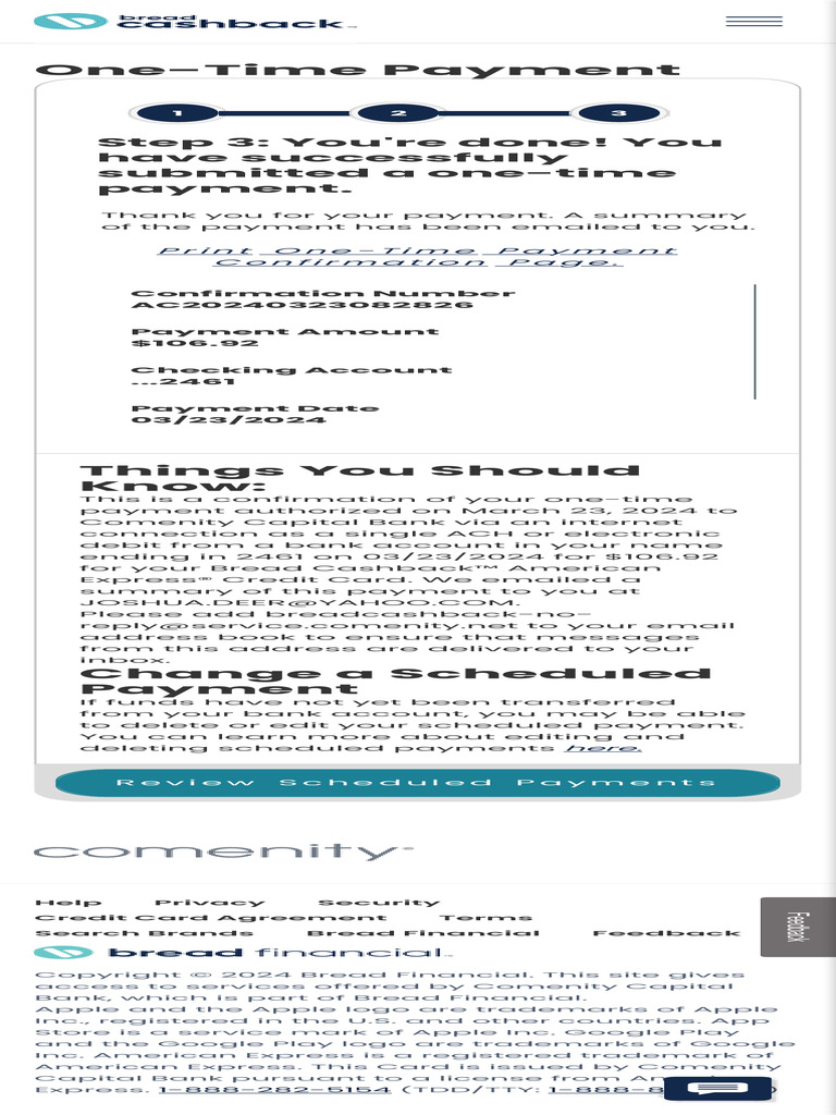 Bread Cashback™ American Express® Credit Card - One-Time Payment - Step ...