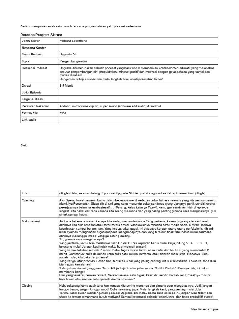 Rencana Program Siaran | PDF
