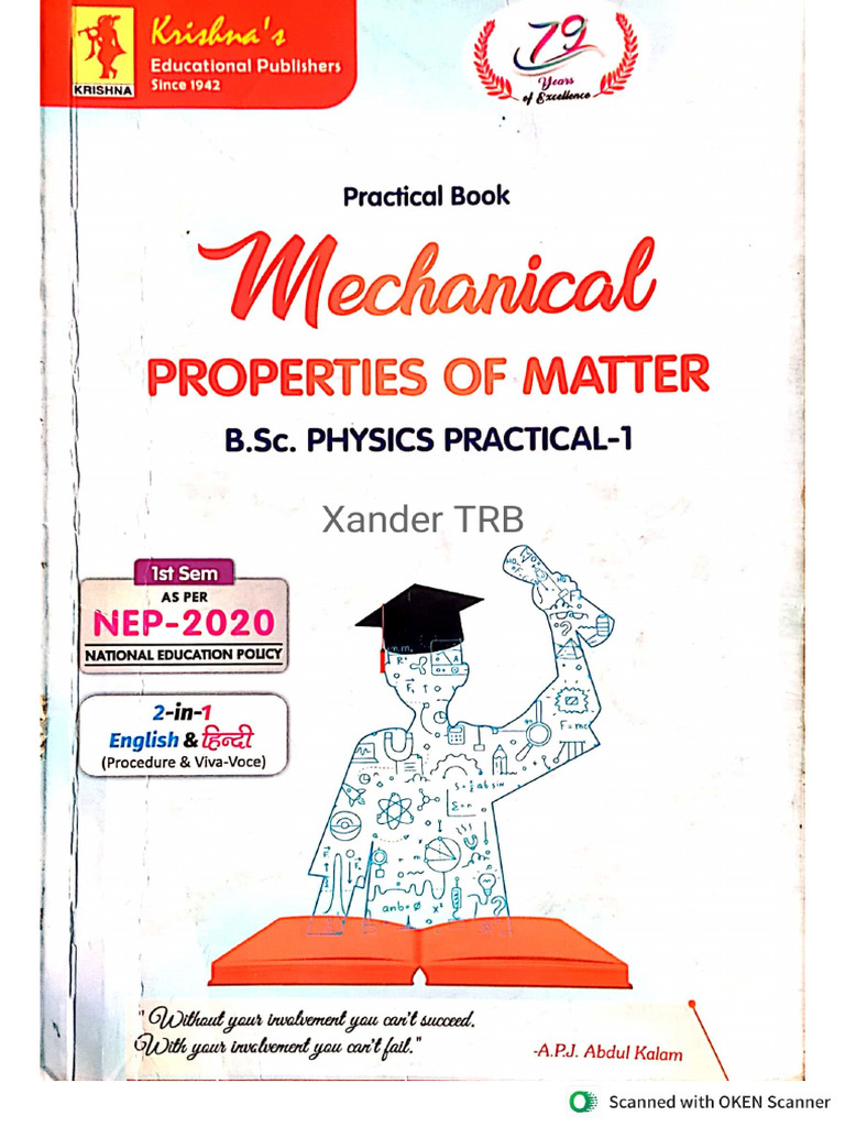 BSC 1st Sem Physics Practical 1 Book Mechanical Properties of Matter | PDF