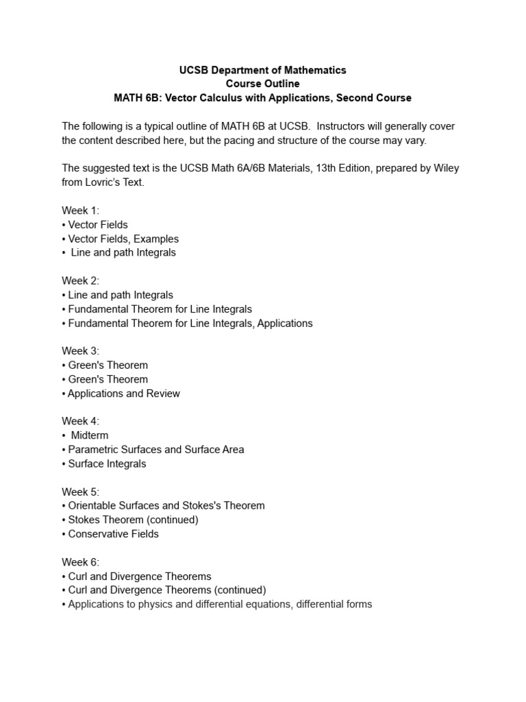 MATH 6B Outline | PDF