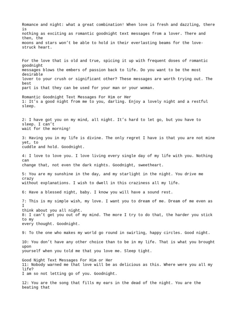 Good Night Text Messages | PDF | Dream | Sleep