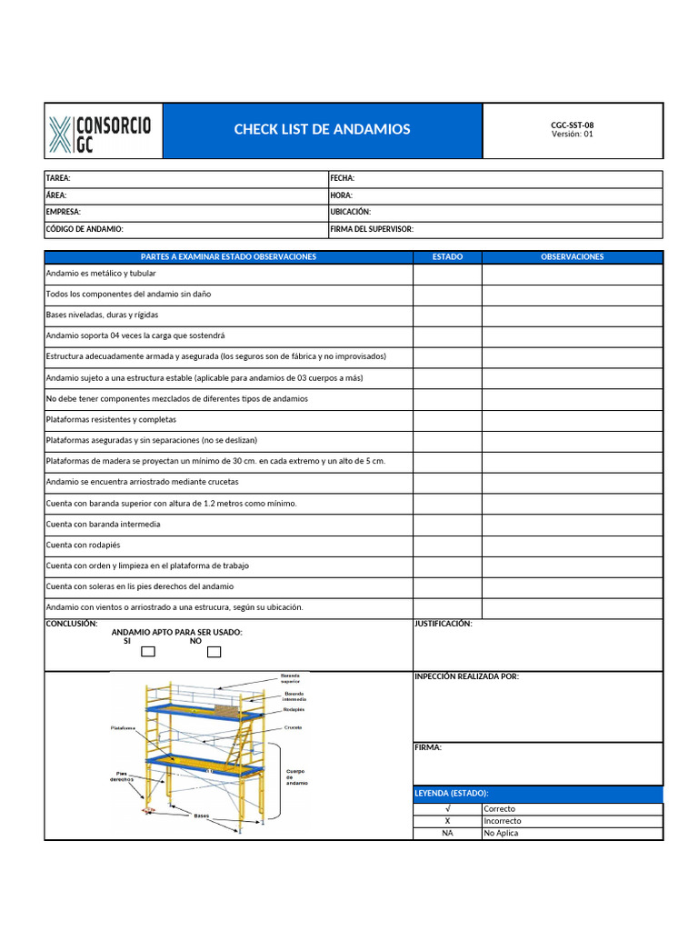 Check List de Andamios Metálicos | PDF | Andamio