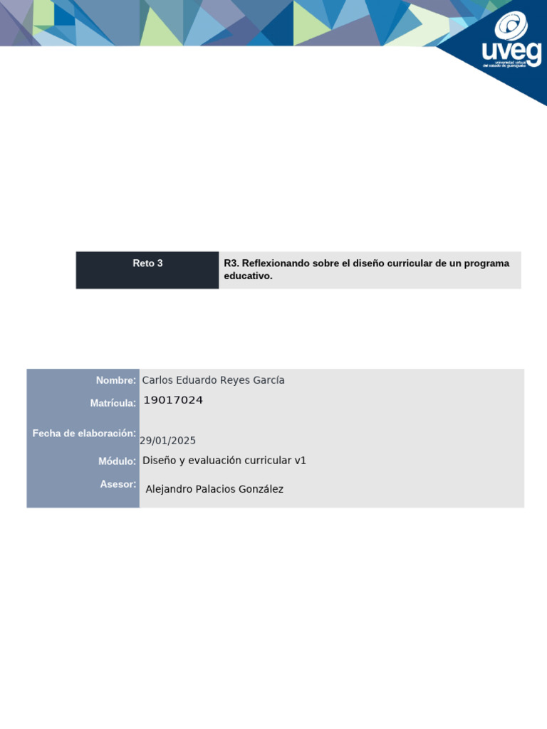 Reyes Eduardo R3 U1 | PDF | Evaluación | Plan de estudios