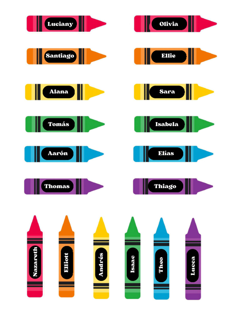 Crayons with names | PDF