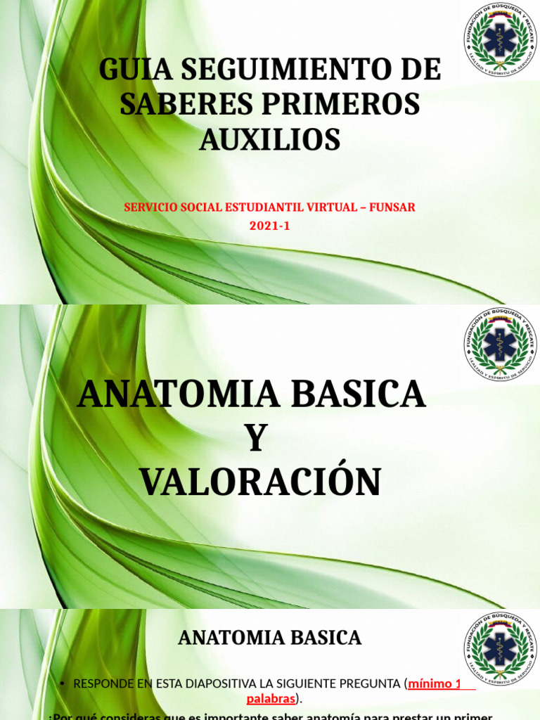 Guia Seguimiento de Saberes Primeros Auxilios | PDF | Reanimación cardiopulmonar | Herida
