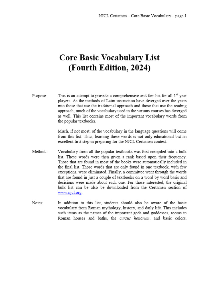 Core Basic Vocabulary | PDF | Linguistics