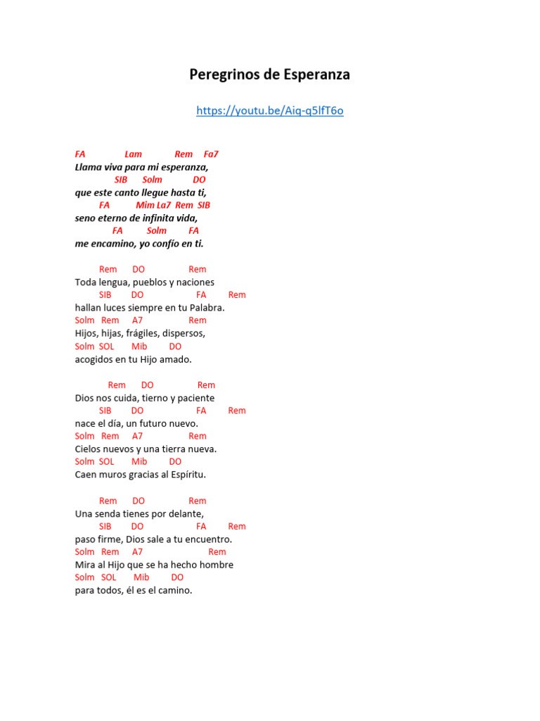 HIMNO Peregrinos de Esperanza | PDF