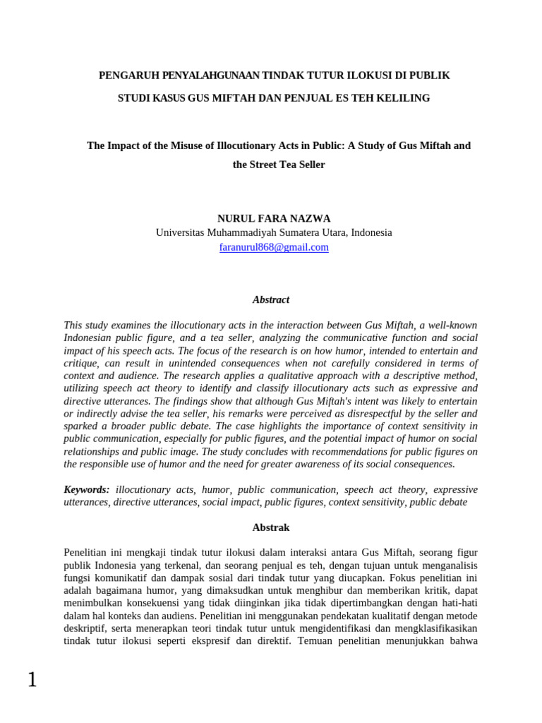 Jurnal Nurul Fara Nazwa - Kasus Gus Miftah Dan Penjual Es Teh Keliling | PDF