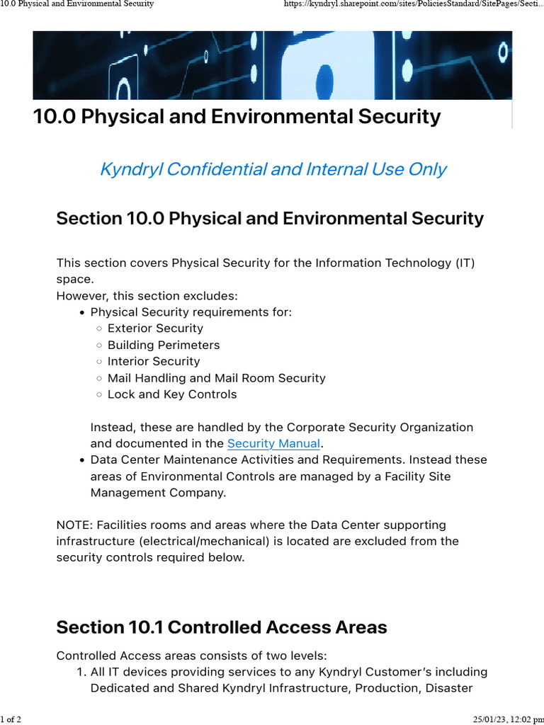 10.0 Physical and Environmental Security | PDF