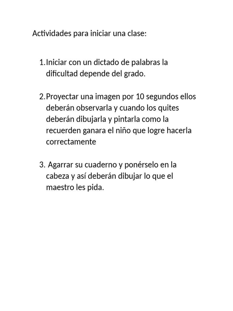 Actividades para Iniciar La Clase | PDF
