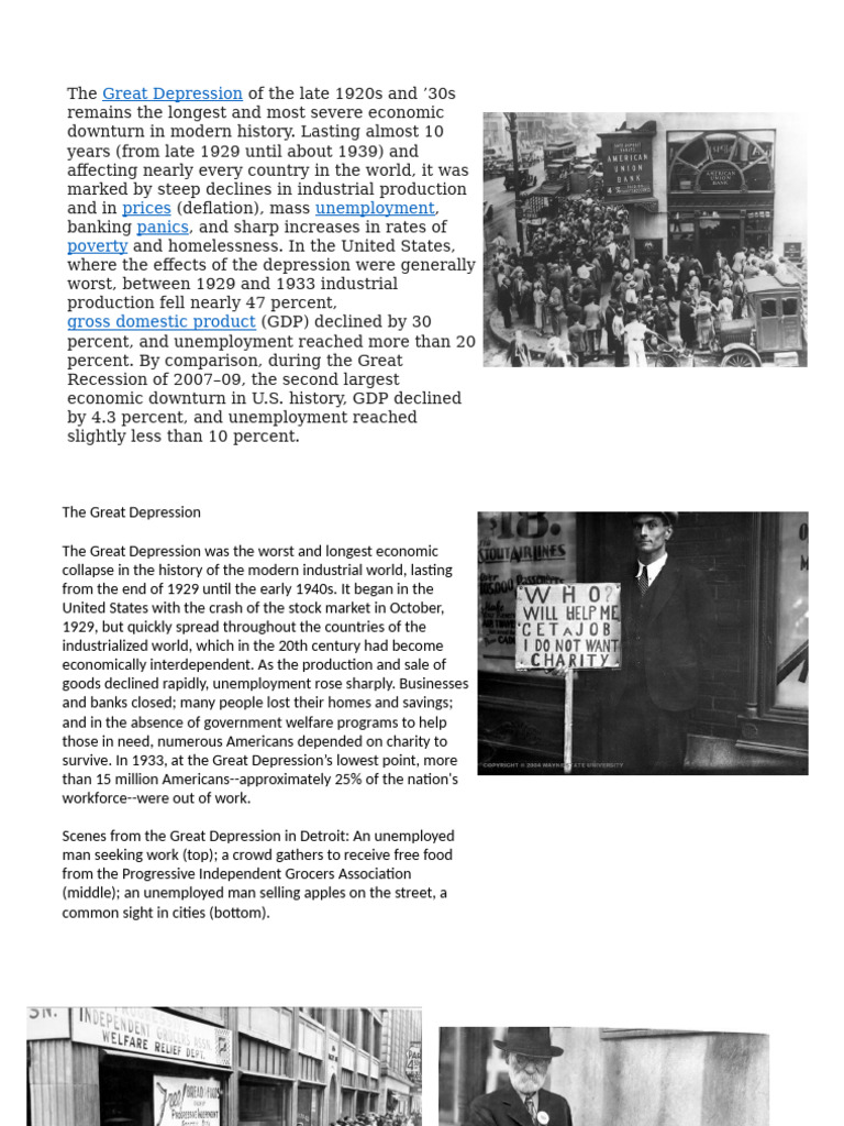 The Great Depression: Causes and Impact | PDF