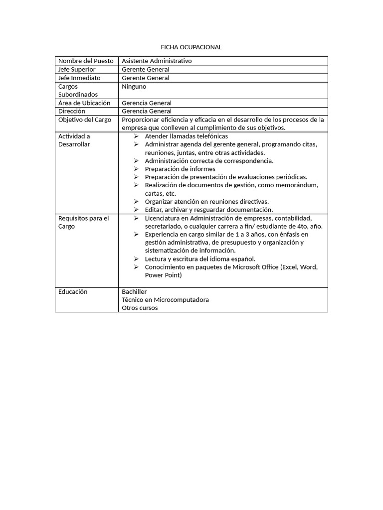 Ficha Ocupacional | PDF | Business | Marketing