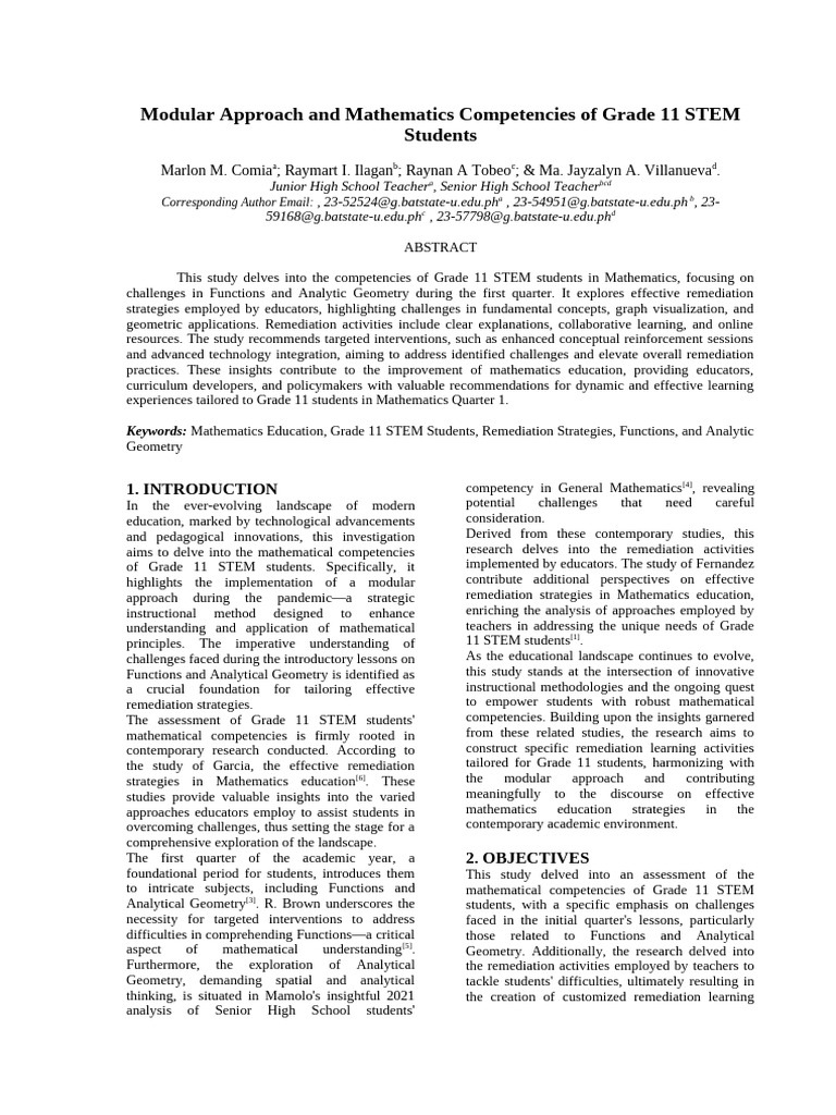 Grade 11 STEM Math Competencies Analysis | PDF | Mathematics | Geometry