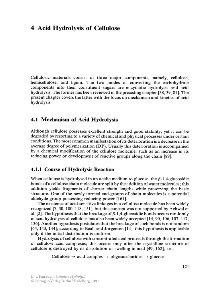 Acid Hydrolysis of Cellulose | PDF | Cellulose | Hydrolysis