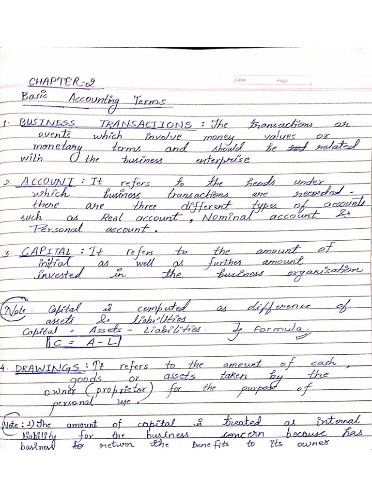 Chapter 2 Basic Accounting Terms | PDF