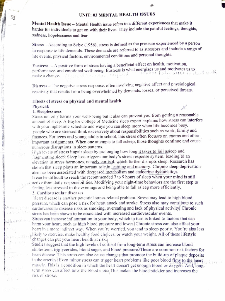 Unit 3 Mental Health Issues | PDF | Stress (Biology) | Occupational Burnout