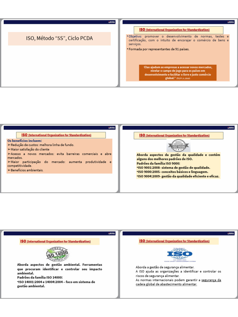 ISO, Método “5S”, Ciclo PCDA | PDF | Gestão de qualidade | Economias