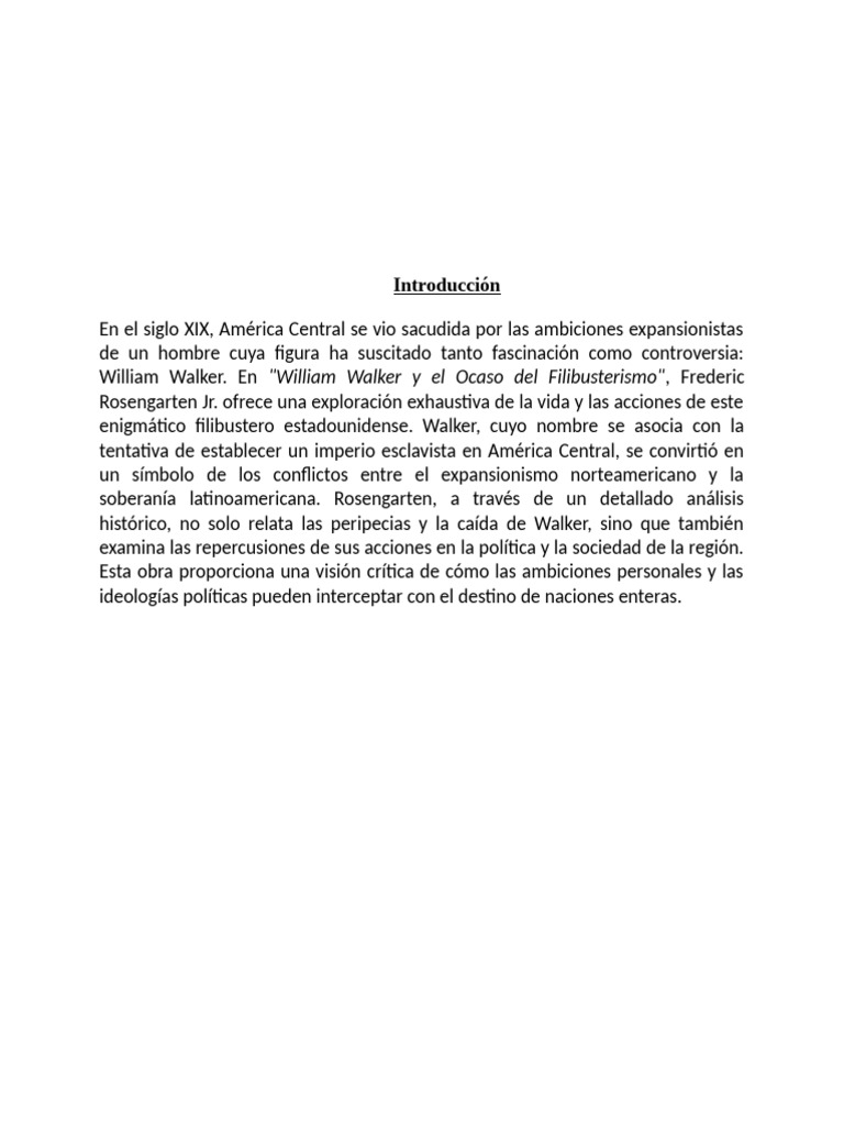 Resumen Del Capítulo WILLIAM WALKER | PDF | Nicaragua
