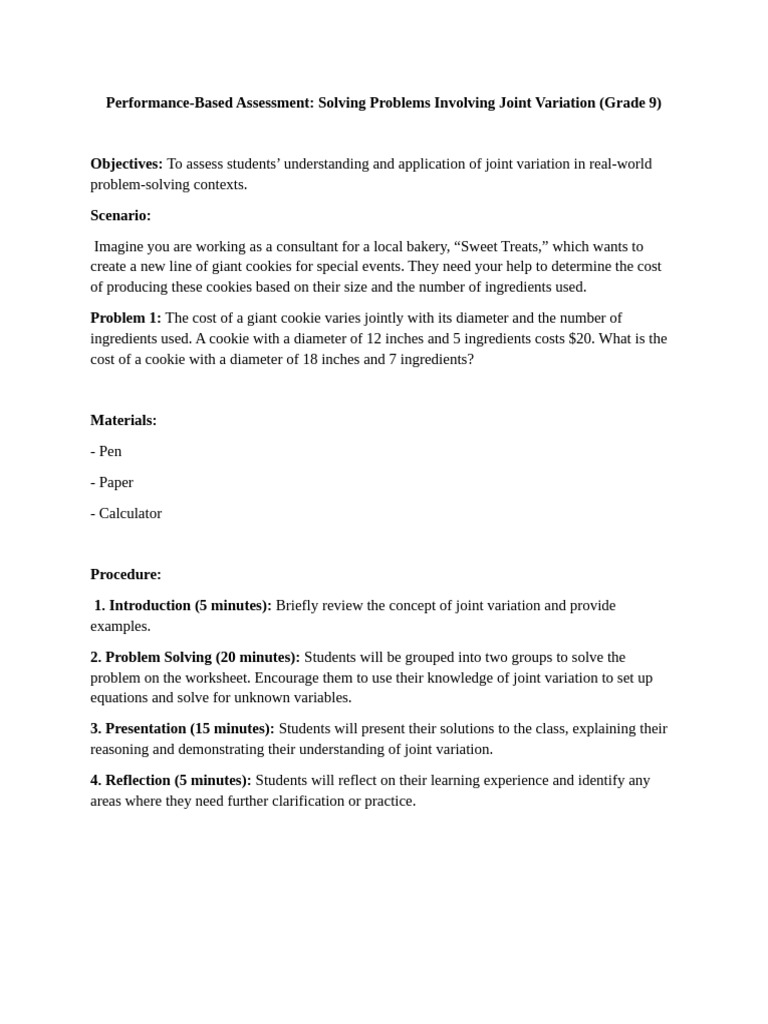 Performance-Based Assessment in Grade 9 | PDF | Accuracy And Precision ...