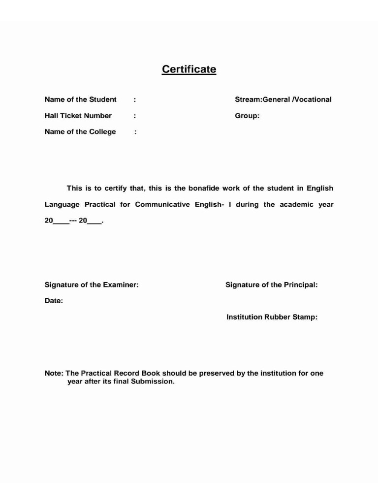 Certificate of The Student Eng Lan Pra For Commu Eng-1 | PDF
