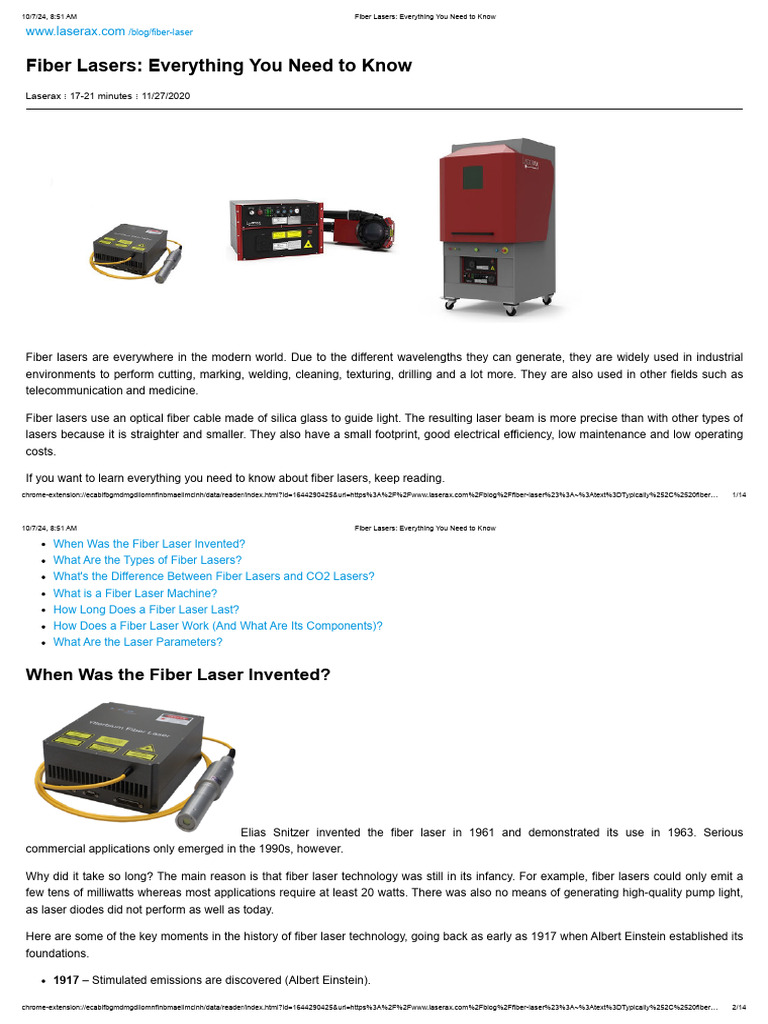 Fiber Lasers - Everything You Need To Know - Reader View | PDF | Laser ...
