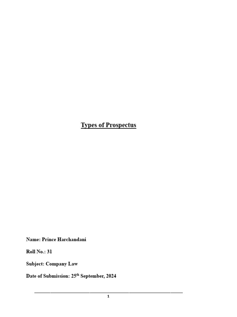Types of Prospectus | PDF | Initial Public Offering | Securities (Finance)