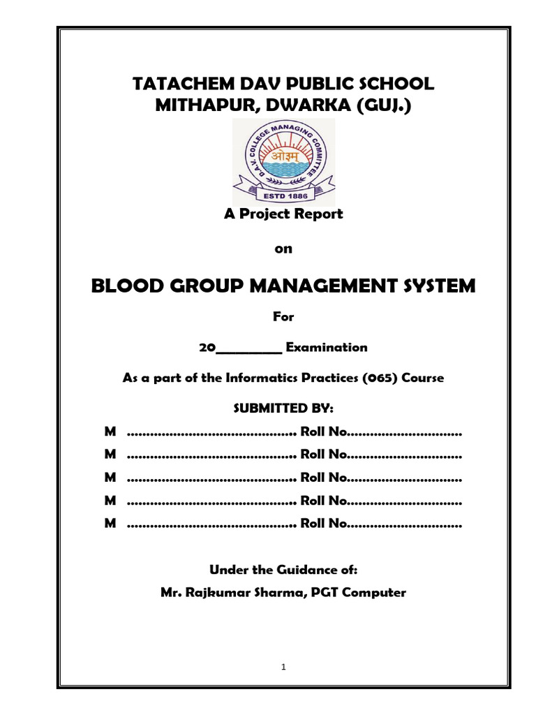 Blood Group Management System Report | PDF | Databases | My Sql