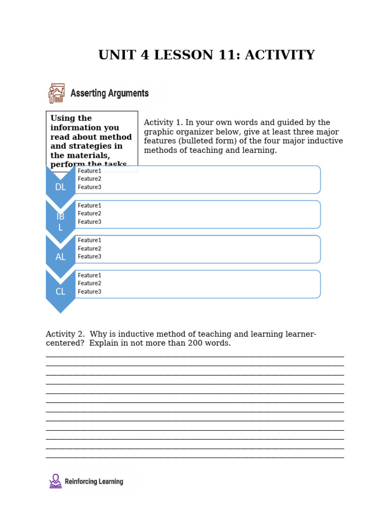 Faci. Unit 4 Lesson 11 Activity 1 | PDF | Learning | Teachers