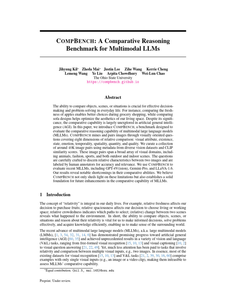 Kil 等 - 2024 - CompBench a Comparative Reasoning Benchmark for Multimodal LLMs | PDF ...