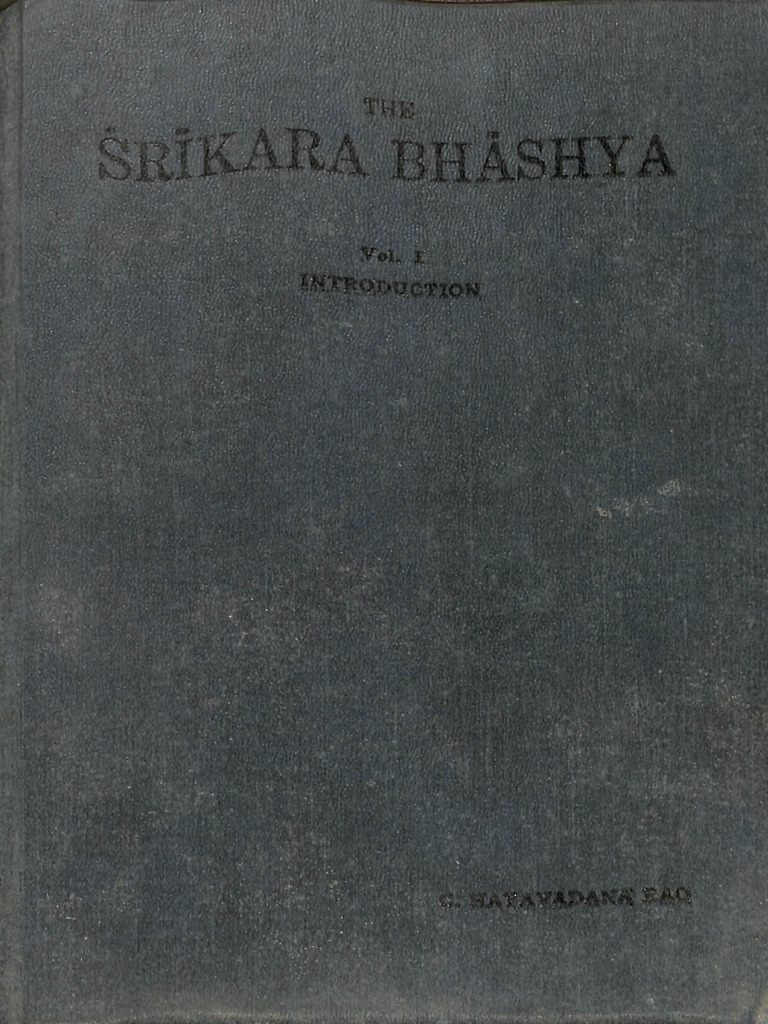 The Srikara Bhashya Vol 1 | PDF