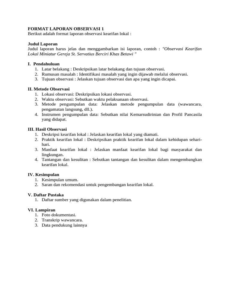Format Laporan Observasi 1 | PDF