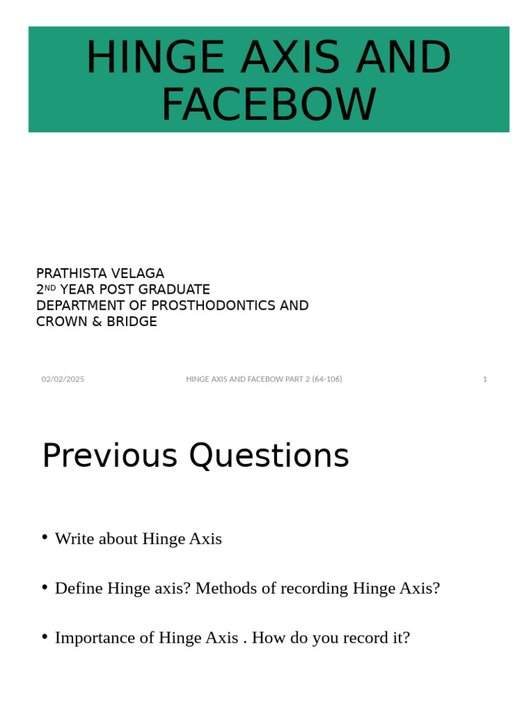 Hinge Axis | PDF | Anatomical Terms Of Location | Dentistry Branches