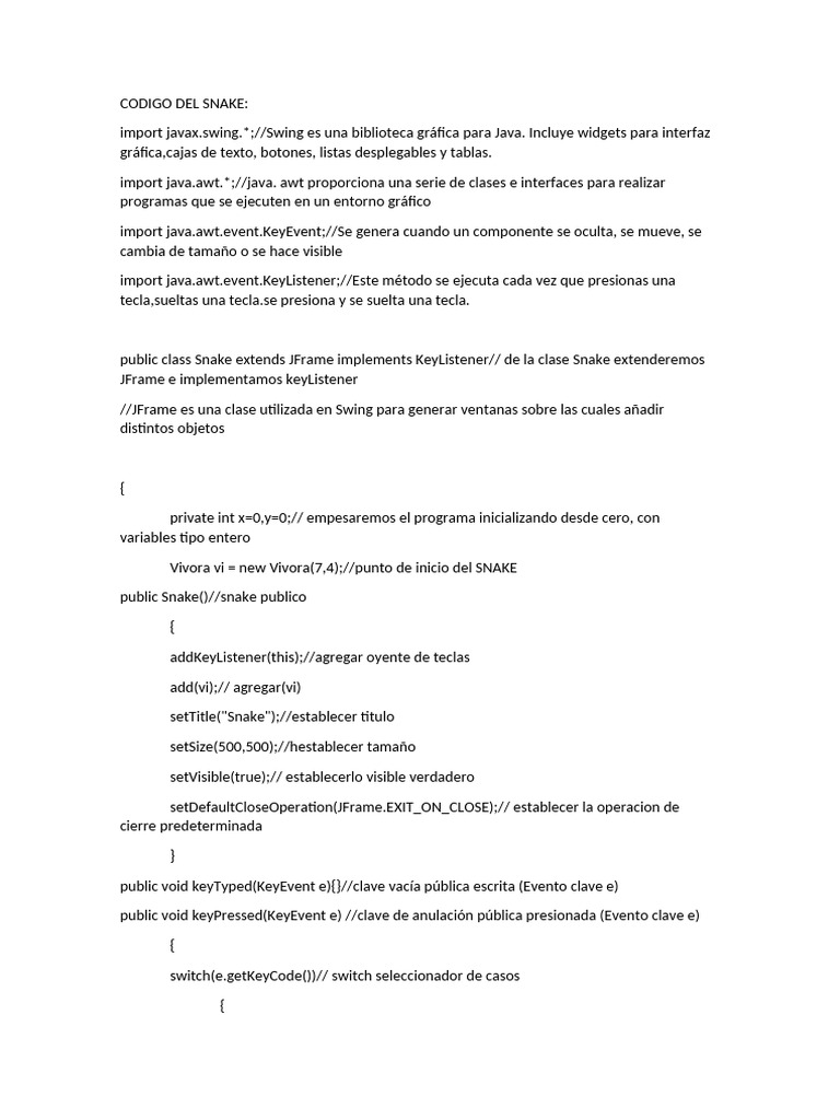 Codigo Del Snake | PDF | Java (lenguaje de programación) | Bibliotecas ...