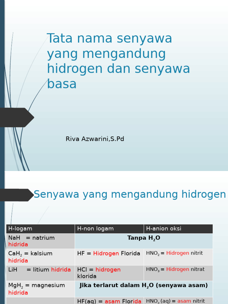 Tata Nama Senyawa Hidrogen dan Basa | PDF
