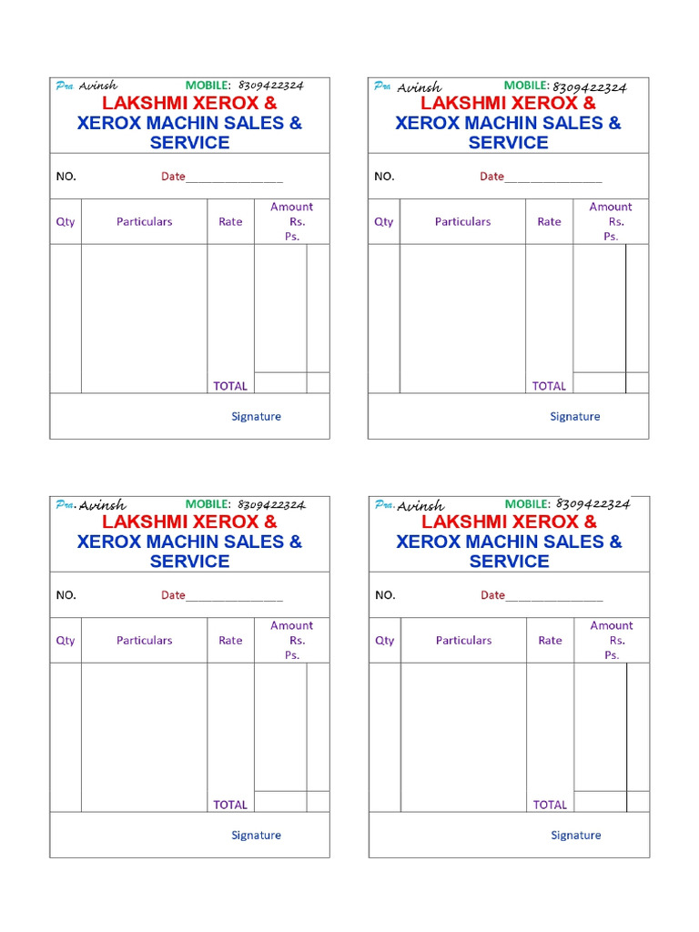 Srikrishna Xerox BILL BOOK-signed | PDF