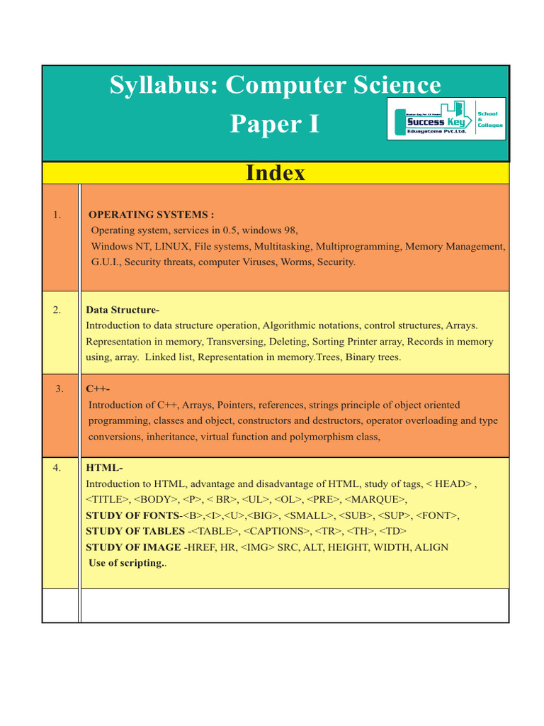 Computers Syllabus Paper I | PDF