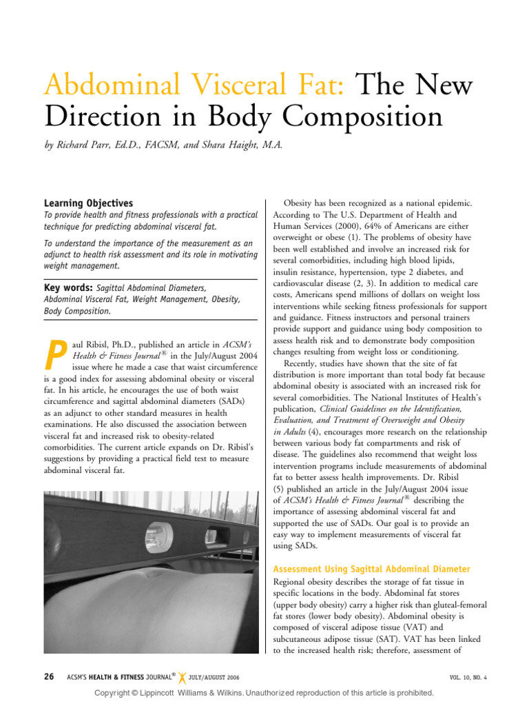 Abdominal Visceral Fat The New Direction in Body Composition | PDF | Abdominal Obesity | Adipose ...