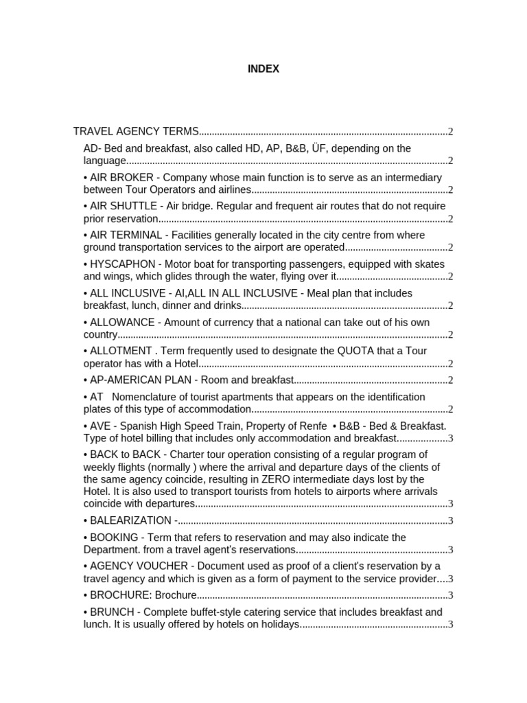 Travel Agency Terminology | PDF | Tourism | Airlines