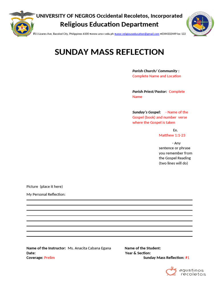 Sunday Gospel Reflection FORMAT | PDF
