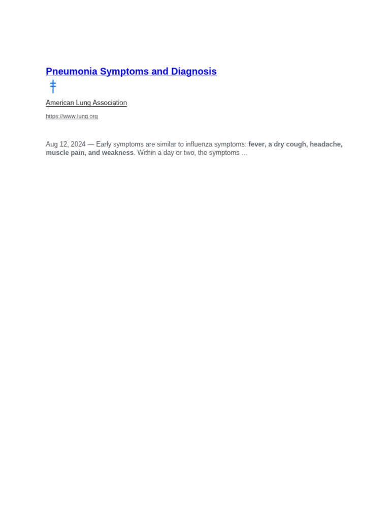 Pneumonia Symptoms and Diagnosis | PDF