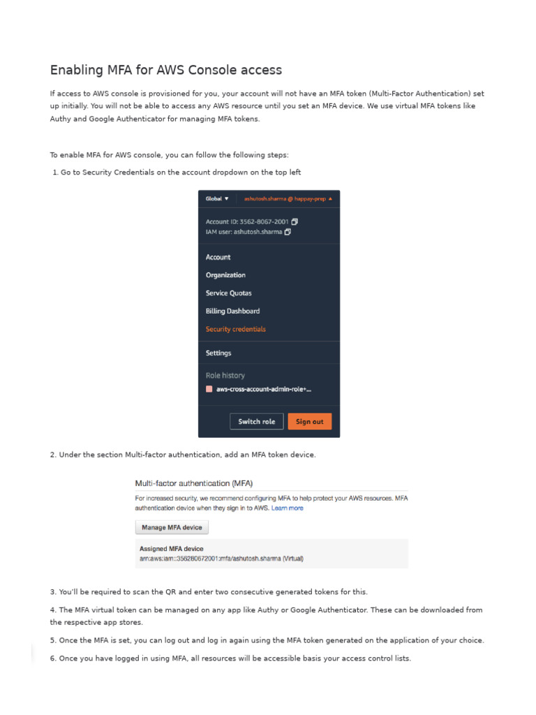 DevOps-Enabling MFA for AWS Console Access-210125-103511 | PDF
