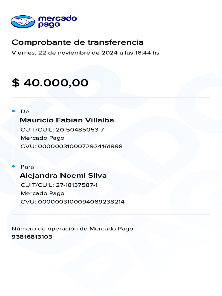 Comprobante De Transferencia Mercado Pago Pdf