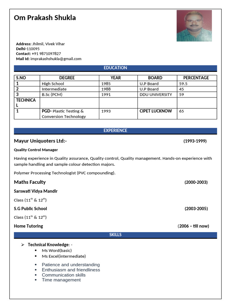 O.P Shukla @resume | PDF