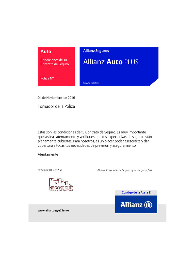 Condiciones Generales Autos Allianz | PDF