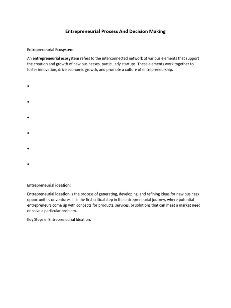 Entrepreneurial Process and Decision Making | PDF | Entrepreneurship ...