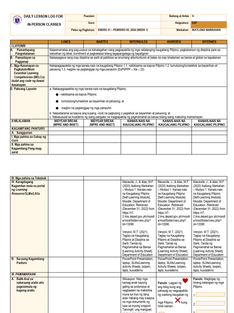 g5 q3w1 DLL Esp (Melcs) | PDF